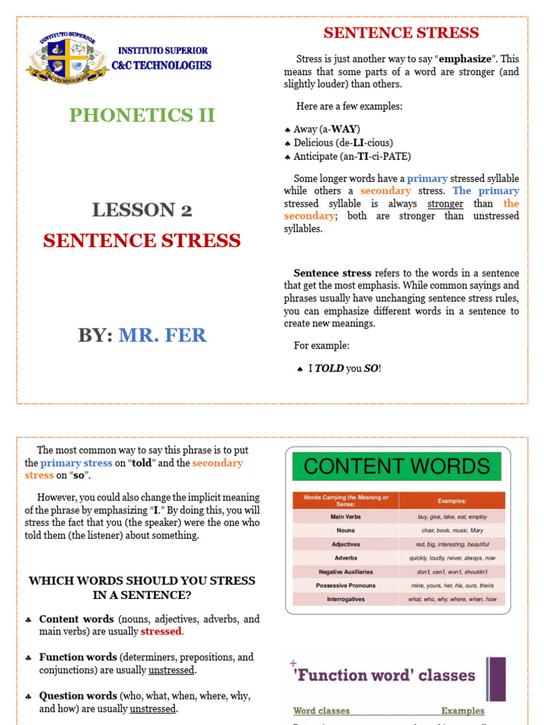 LESSON-2-SENTENCE-STRESS | PDF