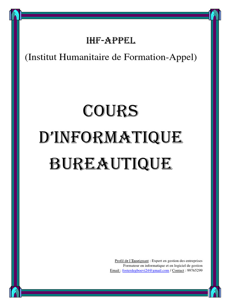 Cours D'informatique Bureautique | PDF | Microsoft Word | Clavier d'ordinateur