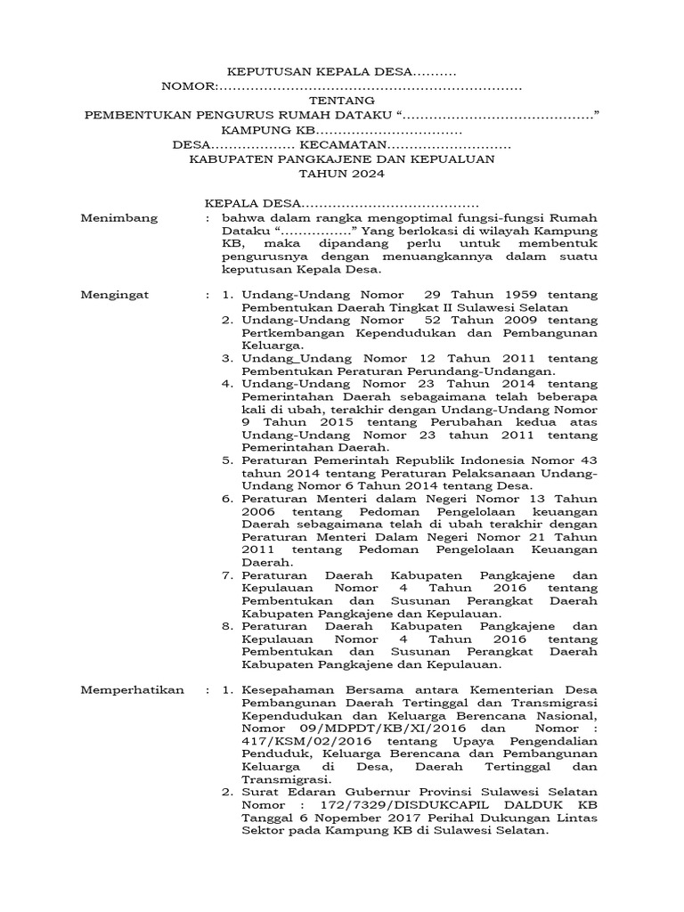SK Pengurus Rumah Dataku 2024 | PDF