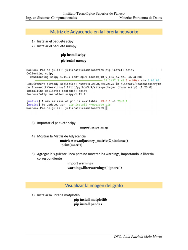 Matriz de Adyacencia y Caminos en NetworkX | PDF | Teoría de la ...