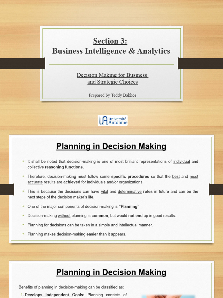 Decision Making For Business and Strategic Choices | PDF | Business Intelligence | Decision Making
