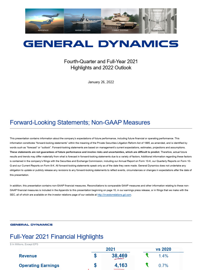 GD 4Q21 Earnings Highlights-and-Outlook-Final | PDF | Depreciation ...