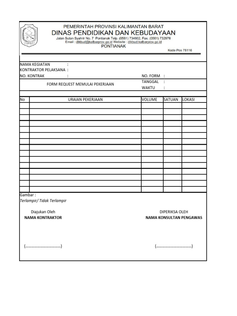 Form Request Pekerjaan | PDF