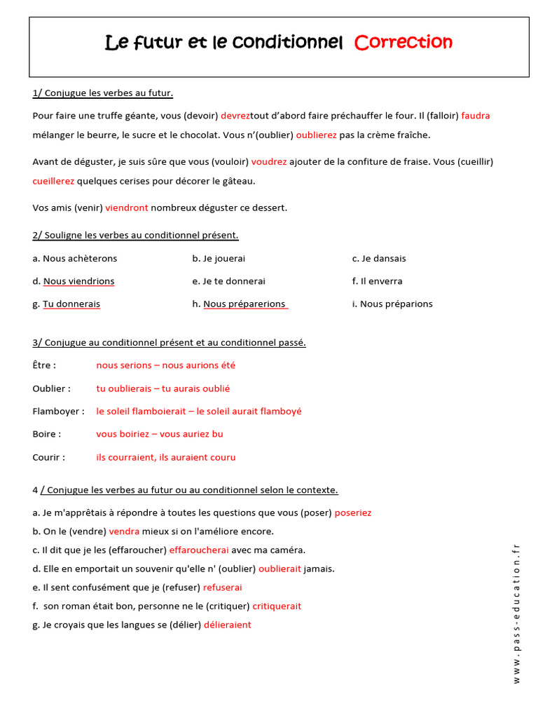 Conjugaison au futur et conditionnel | PDF