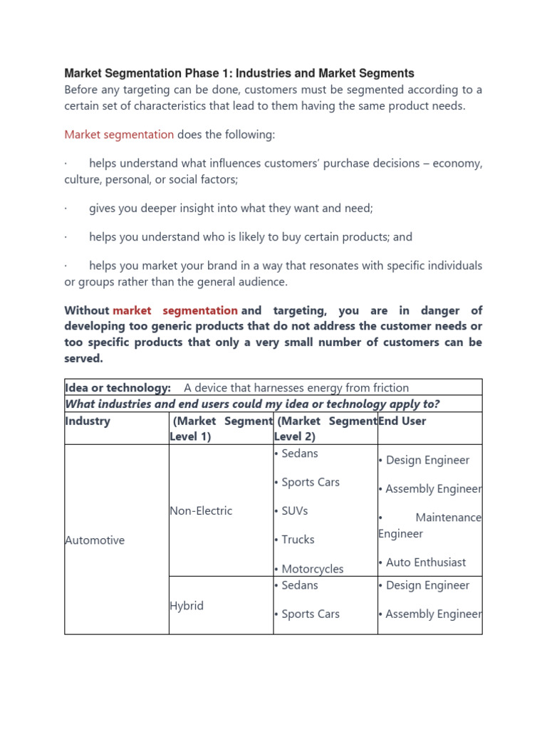 Market Segmentation Guide | PDF | Market Segmentation | Car
