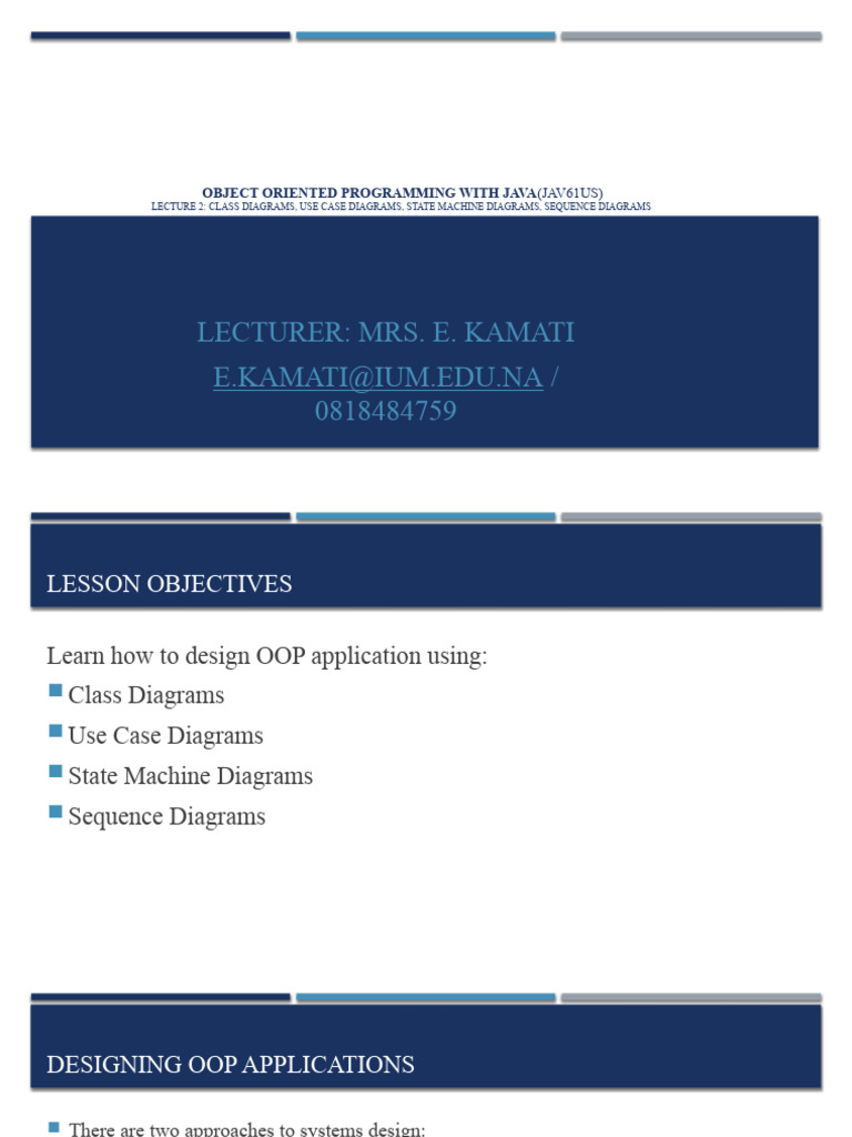 Lecture 2 Designing OOP Applications With Class, Use Case, State ...