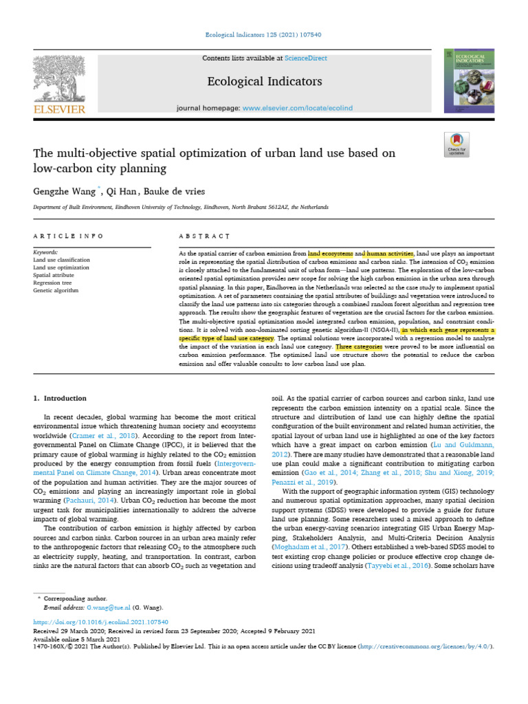 The Multi Objective Spatial Optimization Of Urban Land Use Based On Low Carbon City Planning