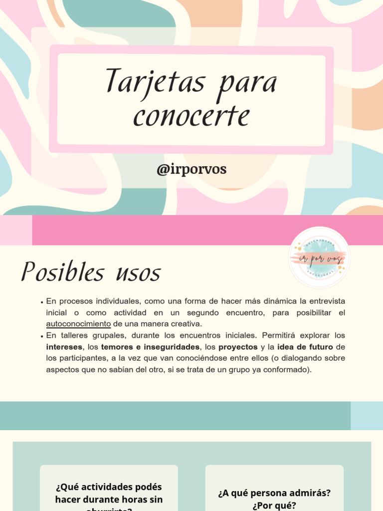 Tarjetas para Conocerte | PDF