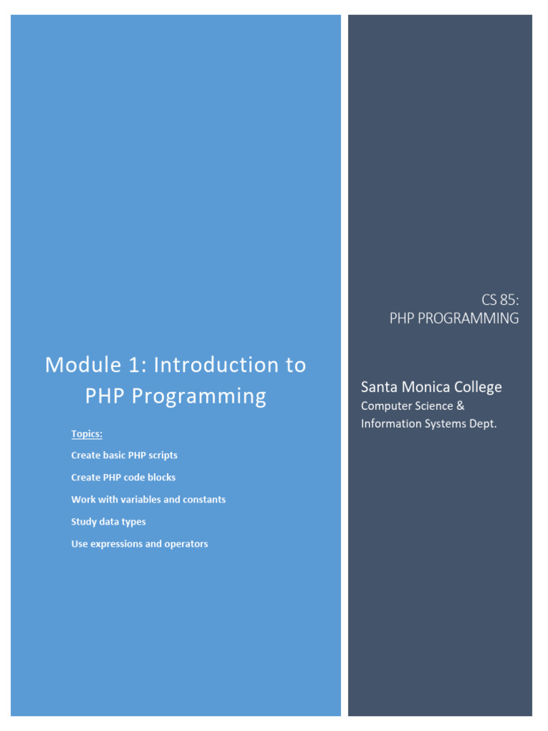 Module1 GettingStarted | PDF | Php | Data Type
