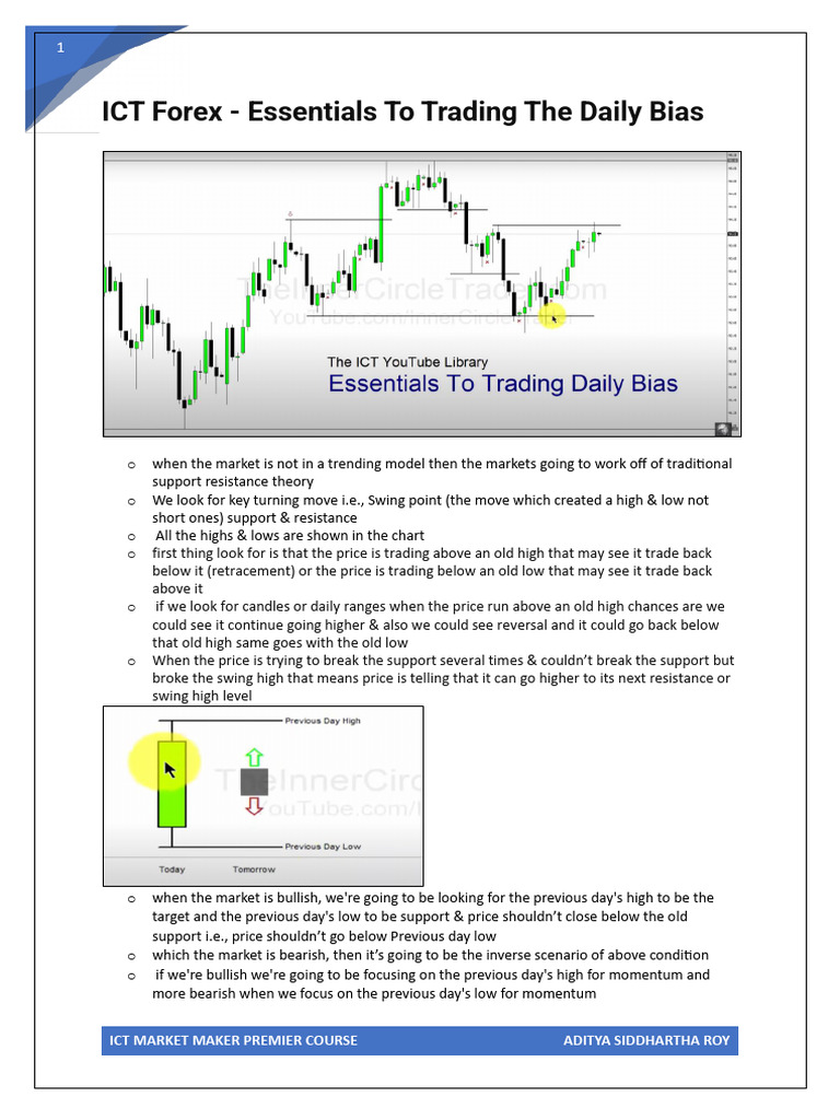 ICT Forex - Essentials To Trading The Daily Bias | PDF