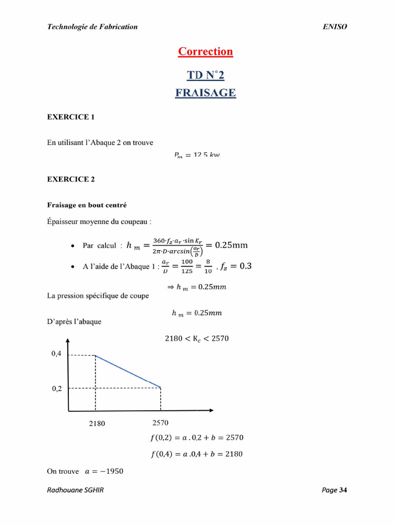 Correction TD Fraisage | PDF