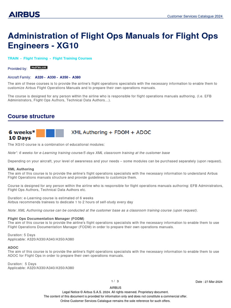 Administration of Flight Ops Manuals For Flight Ops Engineers - XG10 ...