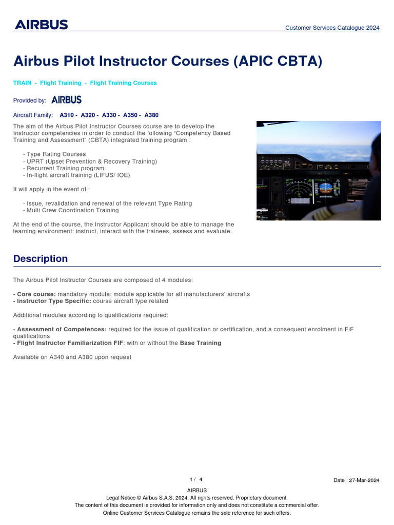 Airbus Pilot Instructor Courses (APIC CBTA) - 27032024 | PDF | Airbus ...