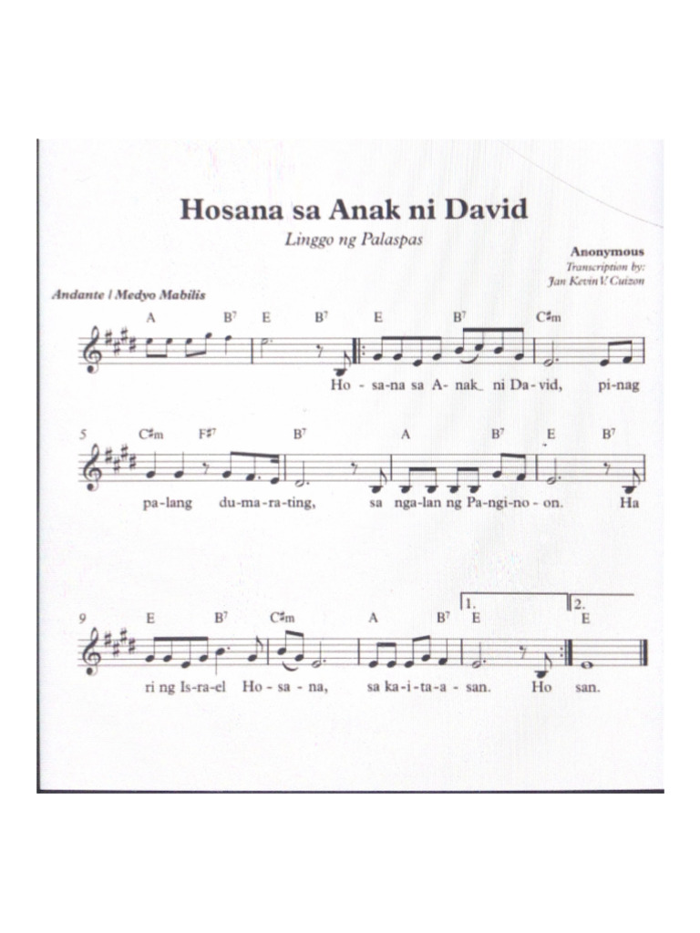 Hosana Sa Anak Ni David | PDF