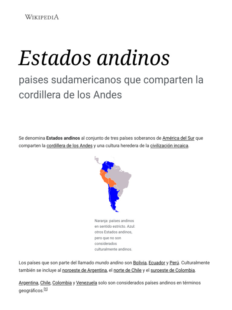 Estados Andinos - Wikipedia, La Enciclopedia Libre | PDF | Imperio Inca ...