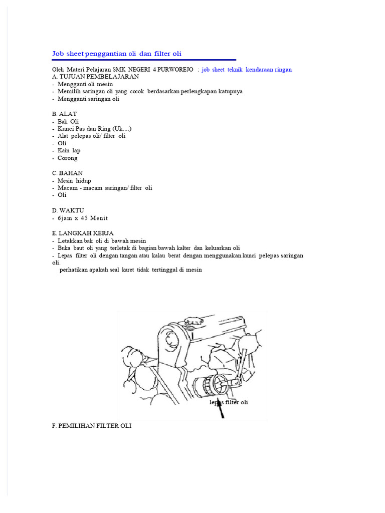 Joob Sheet Pelumas | PDF