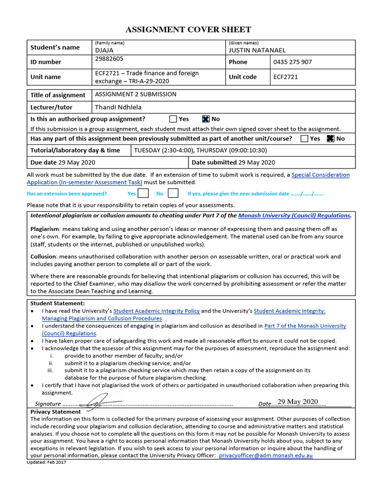 Trade Finance Assignment 2 | PDF | Interest | Plagiarism