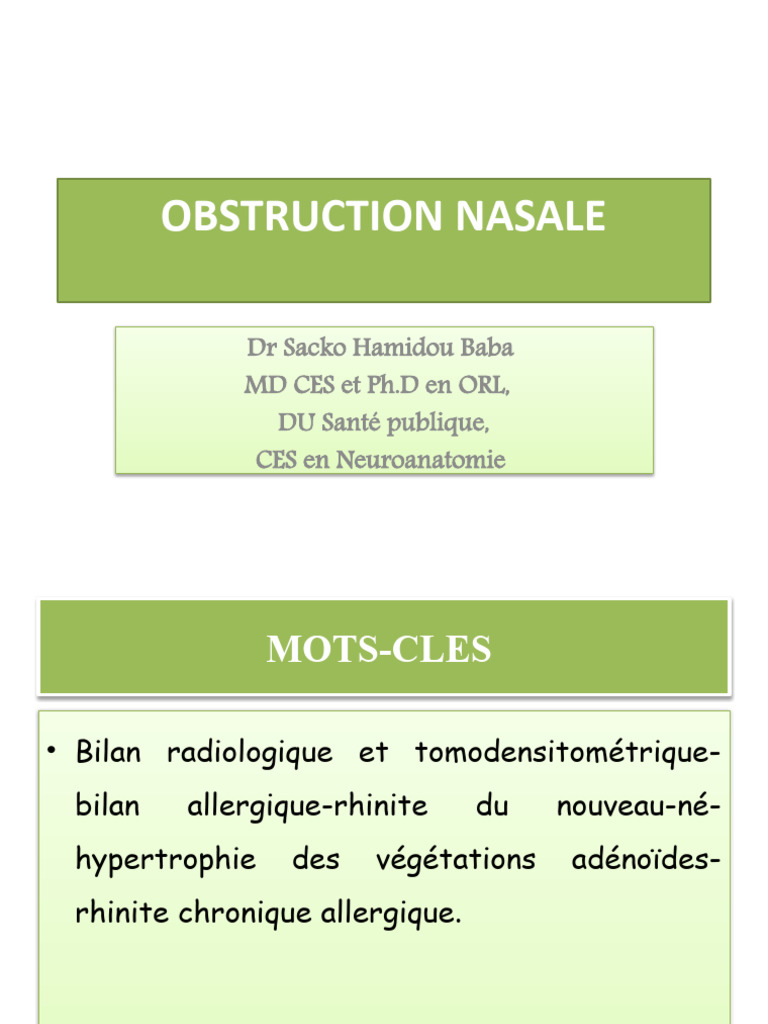 Obstruction Nasale : Causes et Diagnostics | PDF | Otorhinolaryngologie ...