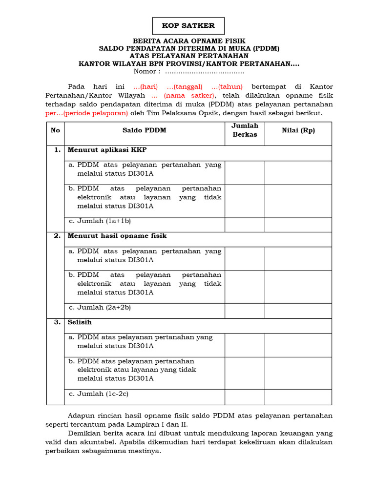 Template BA PDDM Dan Lampiran Terbaru | PDF