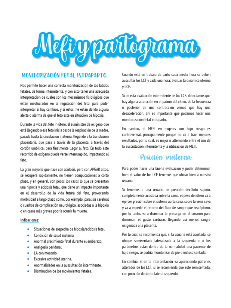 Mefi y Partograma | PDF | Parto | Feto