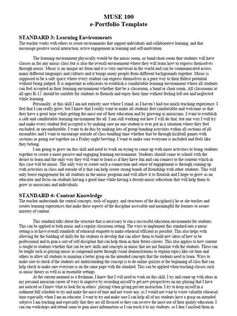 Eportfolio Intask Template | PDF | Teachers | Learning