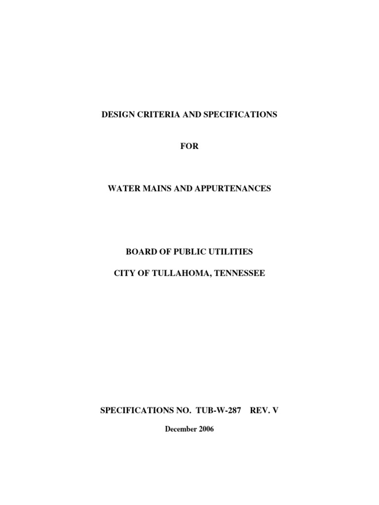 Water Specifications | PDF | Pipe (Fluid Conveyance) | Valve