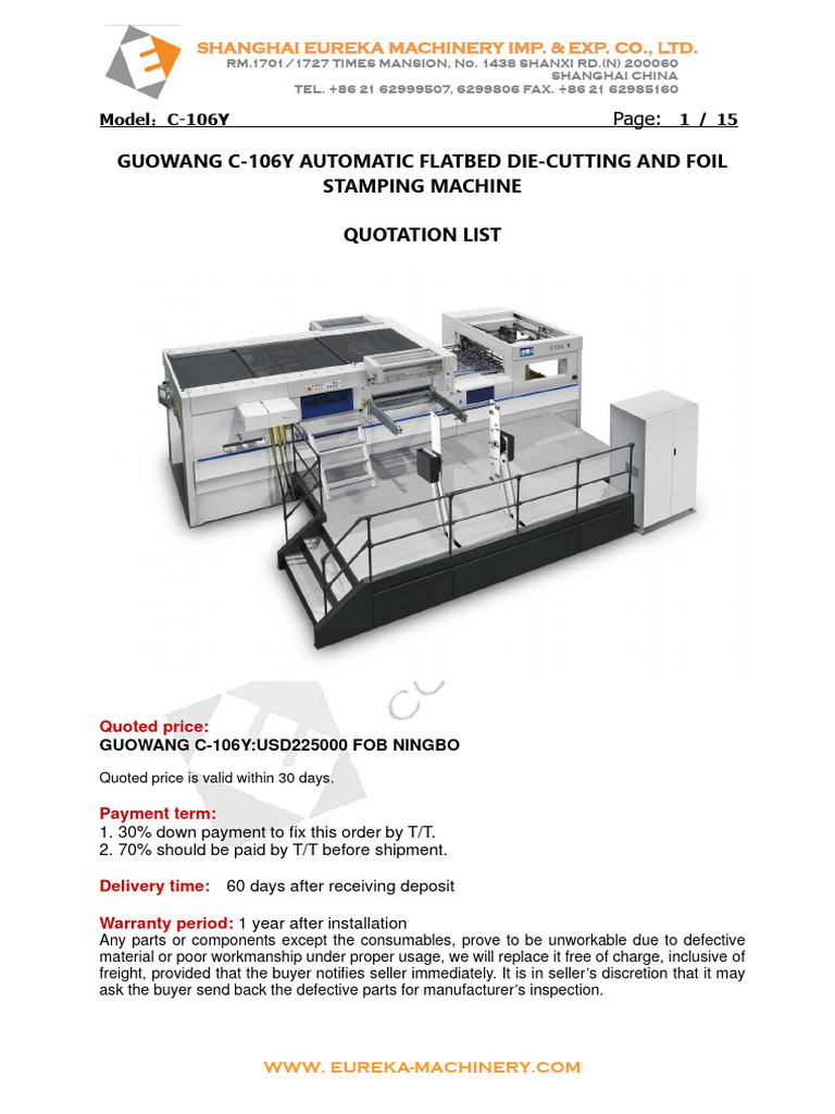 GW C106Y Foil Stamping Machine | PDF | Machines | Mechanical Engineering