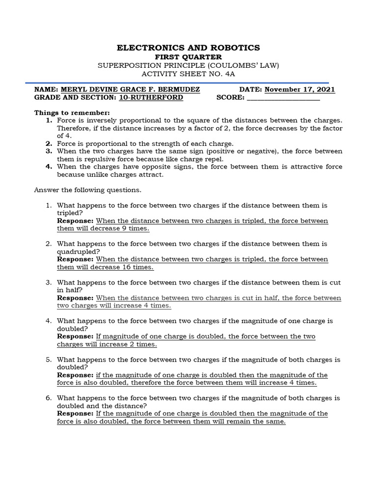 Robotics Activity Sheet No. 4a | PDF | Force | Condensed Matter Physics
