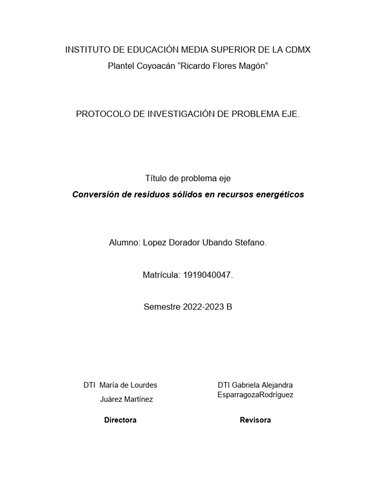 Protocolo Del Problema Eje-1 | PDF | Residuos | Entorno natural