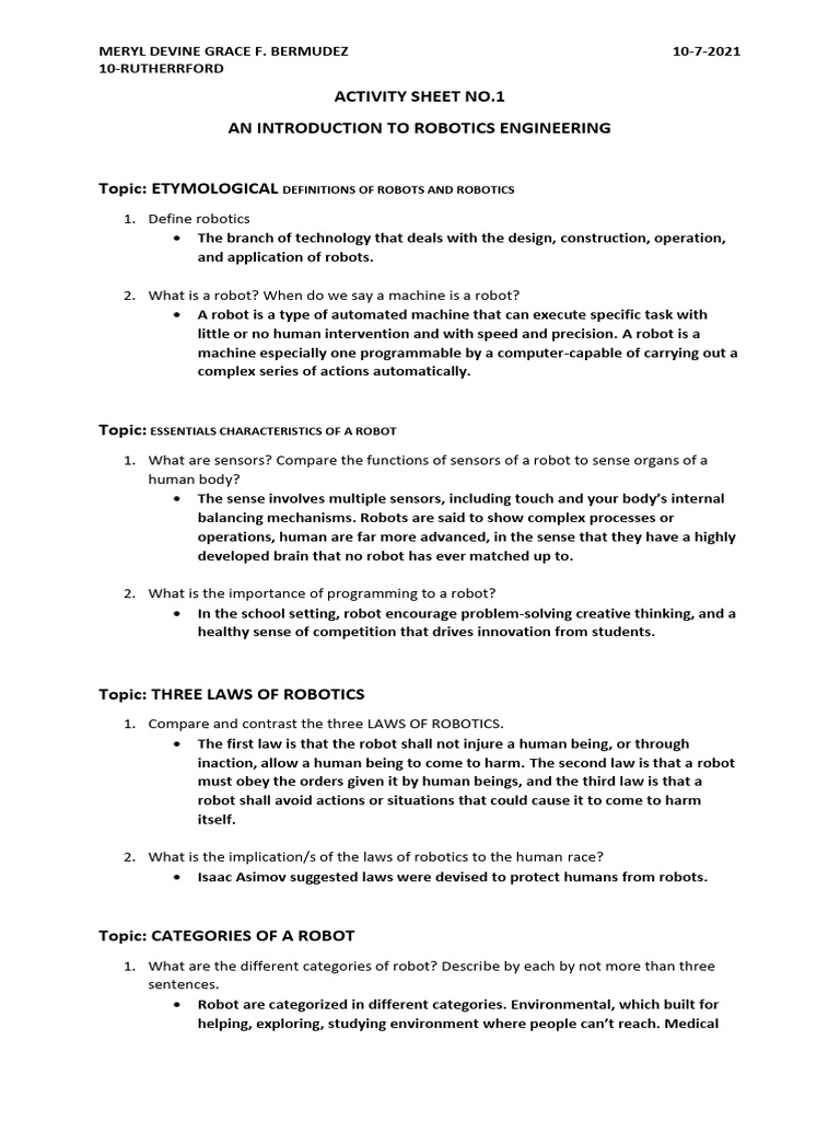 Overview of Robotics Engineering | PDF | Robot | Robotics