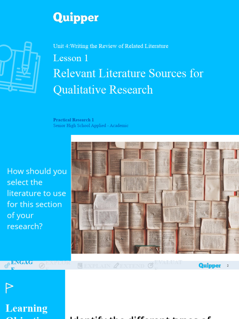 FINAL (PS) - PR1 11 - 12 - UNIT 4 - LESSON 1 - Relevant Literature Sources For Qualitative ...