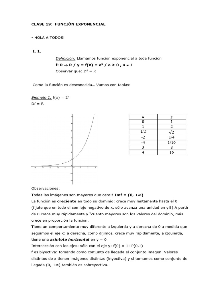 Función Exponencial: Definición y Ejemplos | PDF | Función (Matemáticas ...