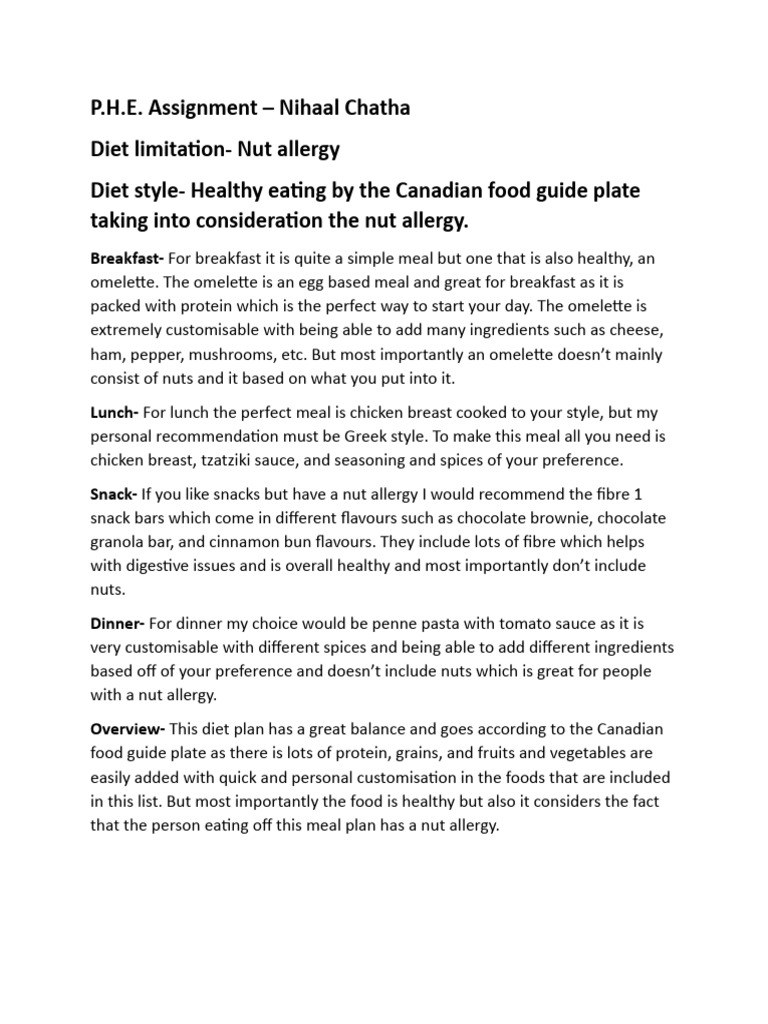 PHE Assignment Food Diet | PDF