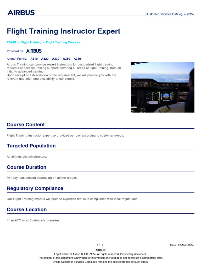 Airbus Flight Training Services 2024 | PDF | Airbus | Aerospace