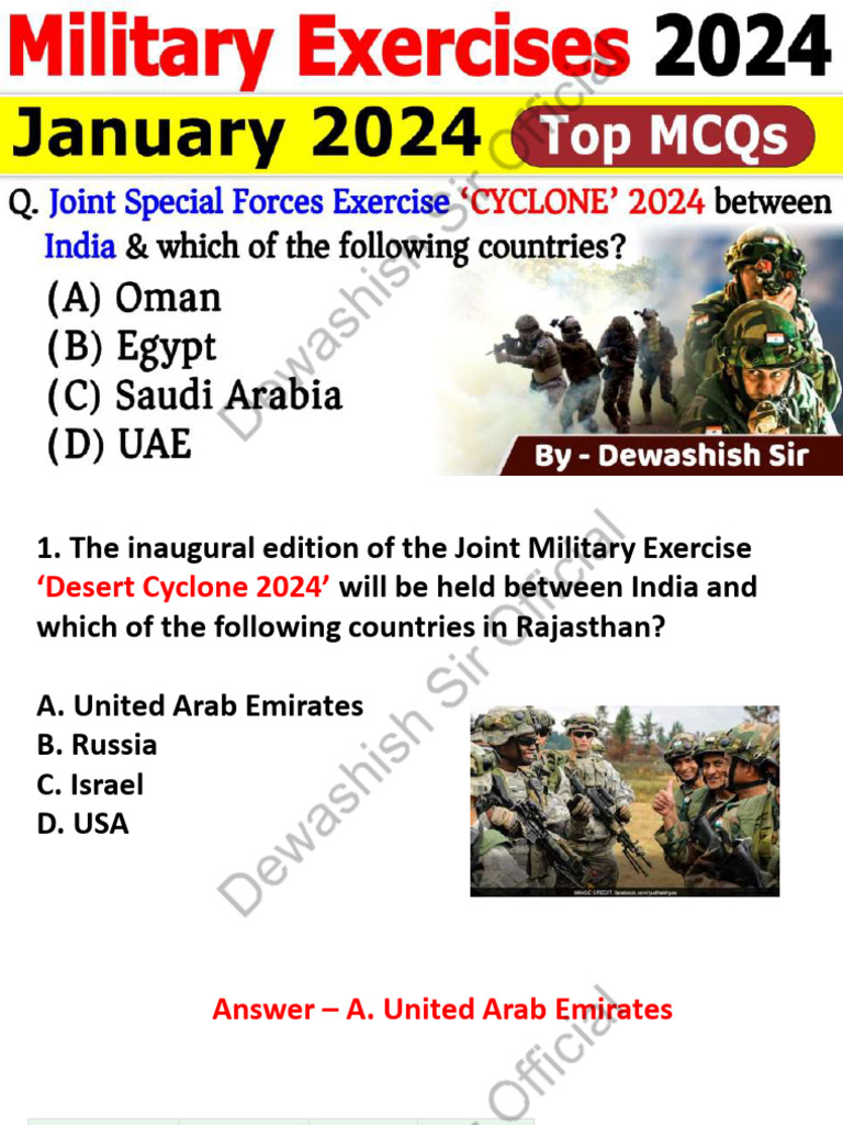 Military Exercises 2024 MCQs | PDF | United Arab Emirates