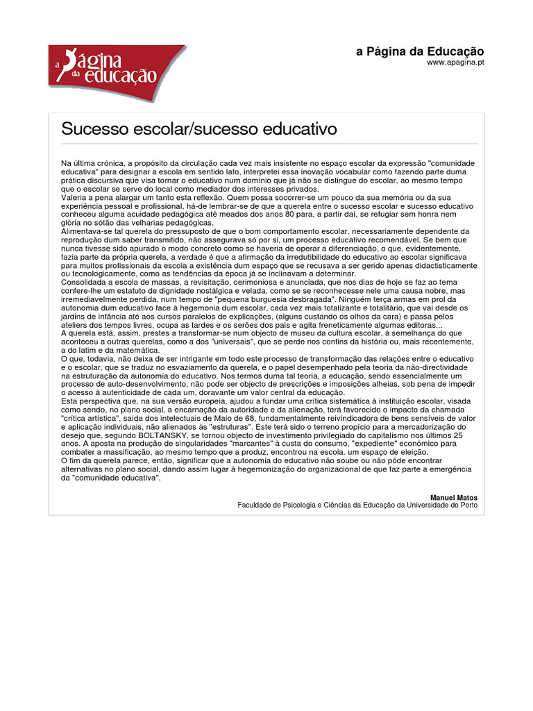 Sucesso Escolar Sucesso Educativo | PDF | Pedagogia