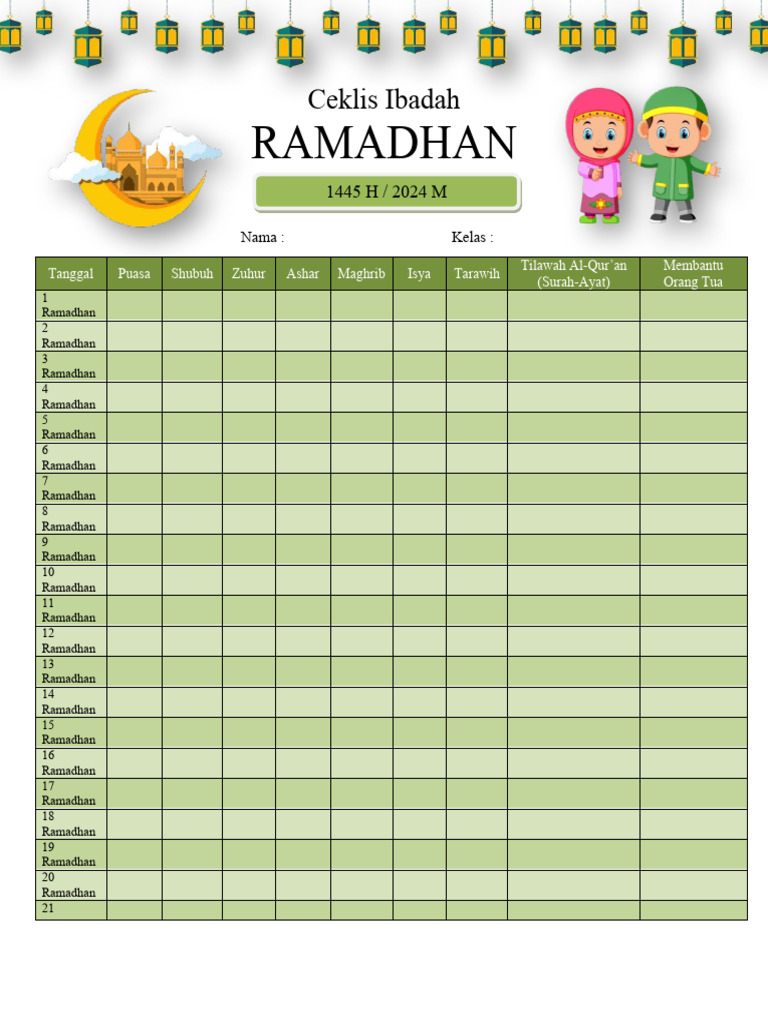 Ceklis Ibadah Ramadhan | PDF