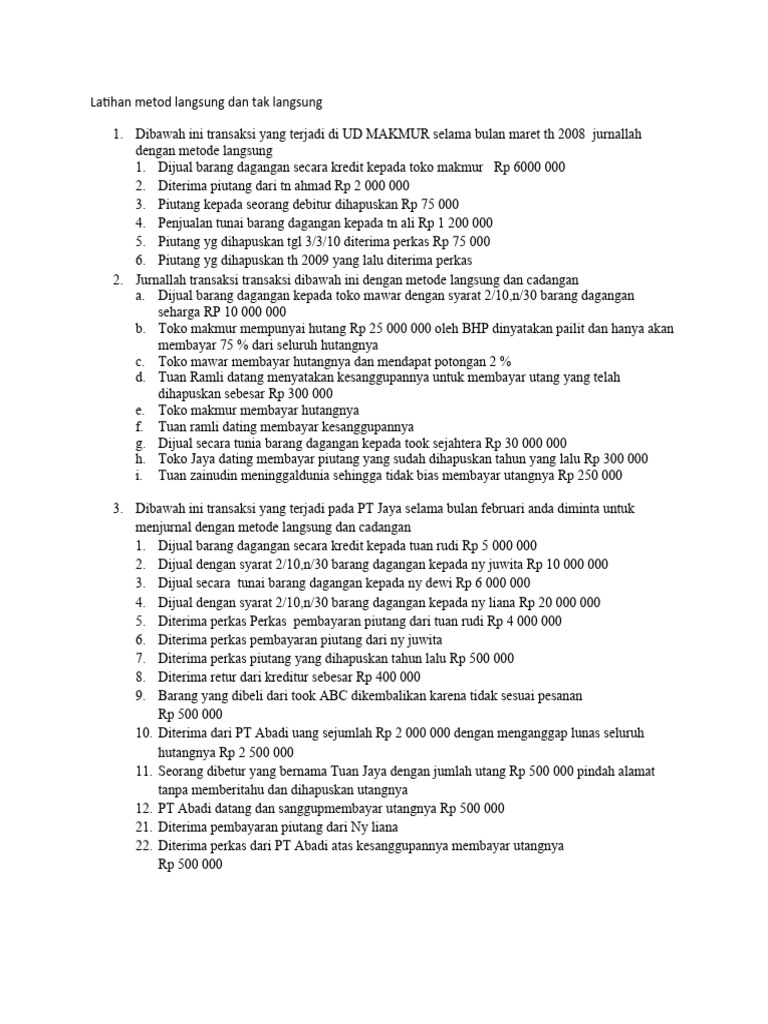 Latihan Metod Langsung Dan Tak Langsung | PDF