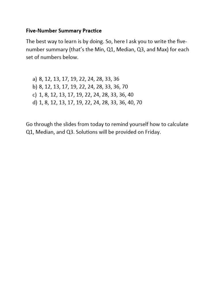 Calculating Five Number Summary | PDF