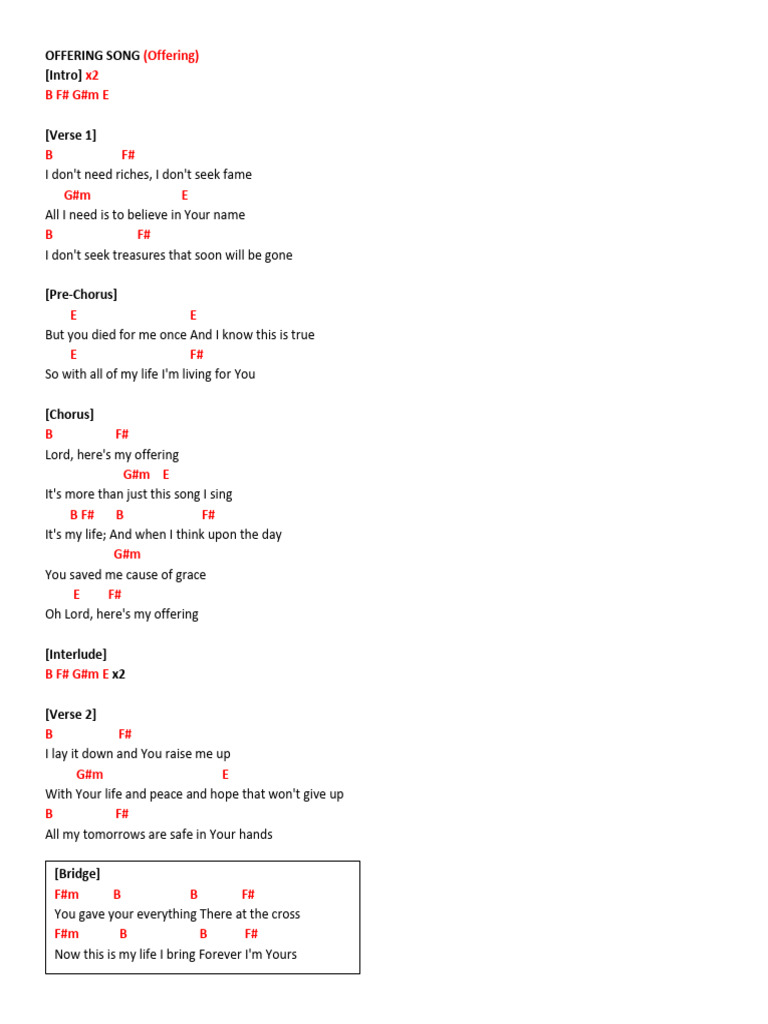 Offering Song (Intro) | PDF | Song Structure | Jesus
