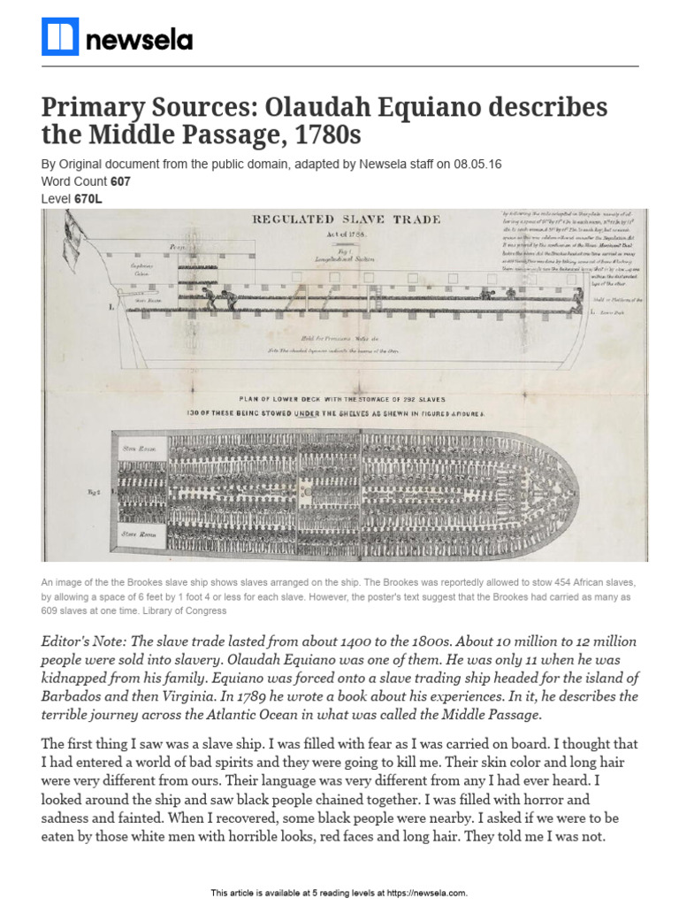 Primary Source Middle Passage 19660 Article - and - Quiz | PDF ...