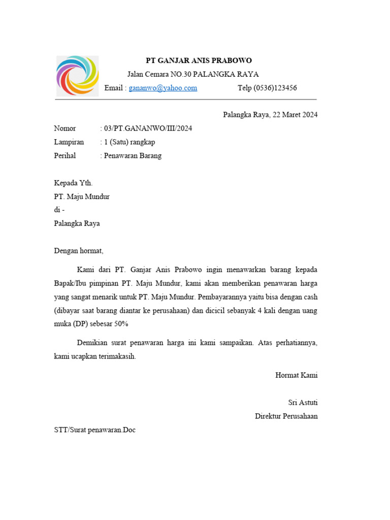 Surat Tugas 3 PT Ganjar Anis Prabowo | PDF