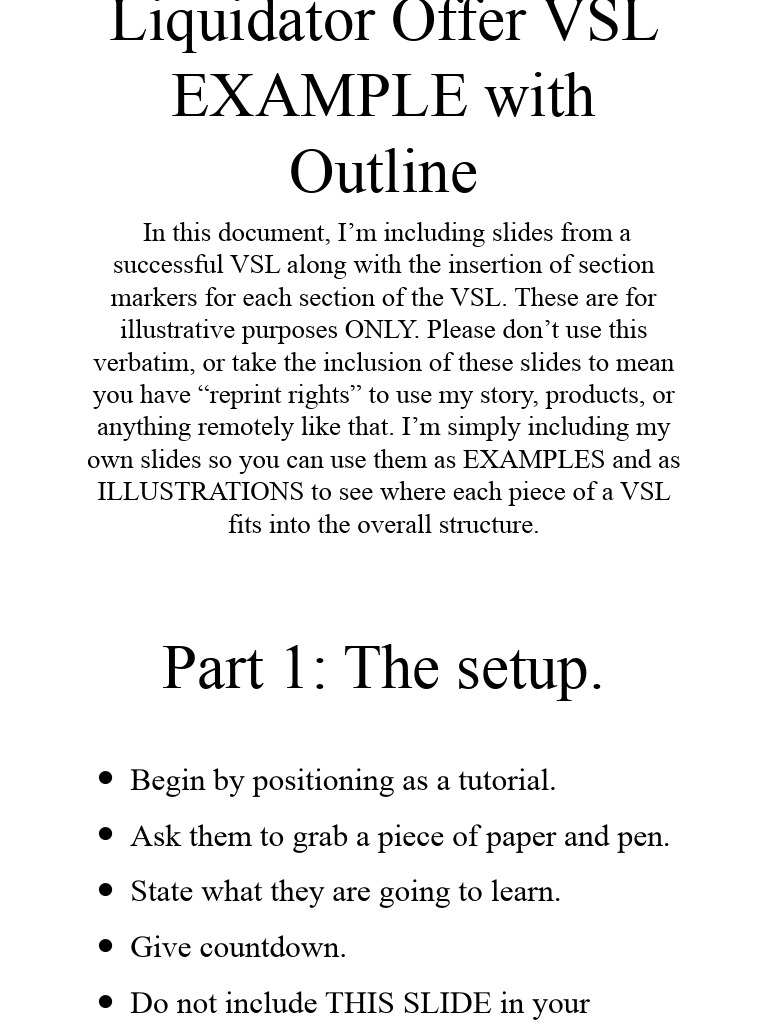 Liquidator VSL Example | PDF