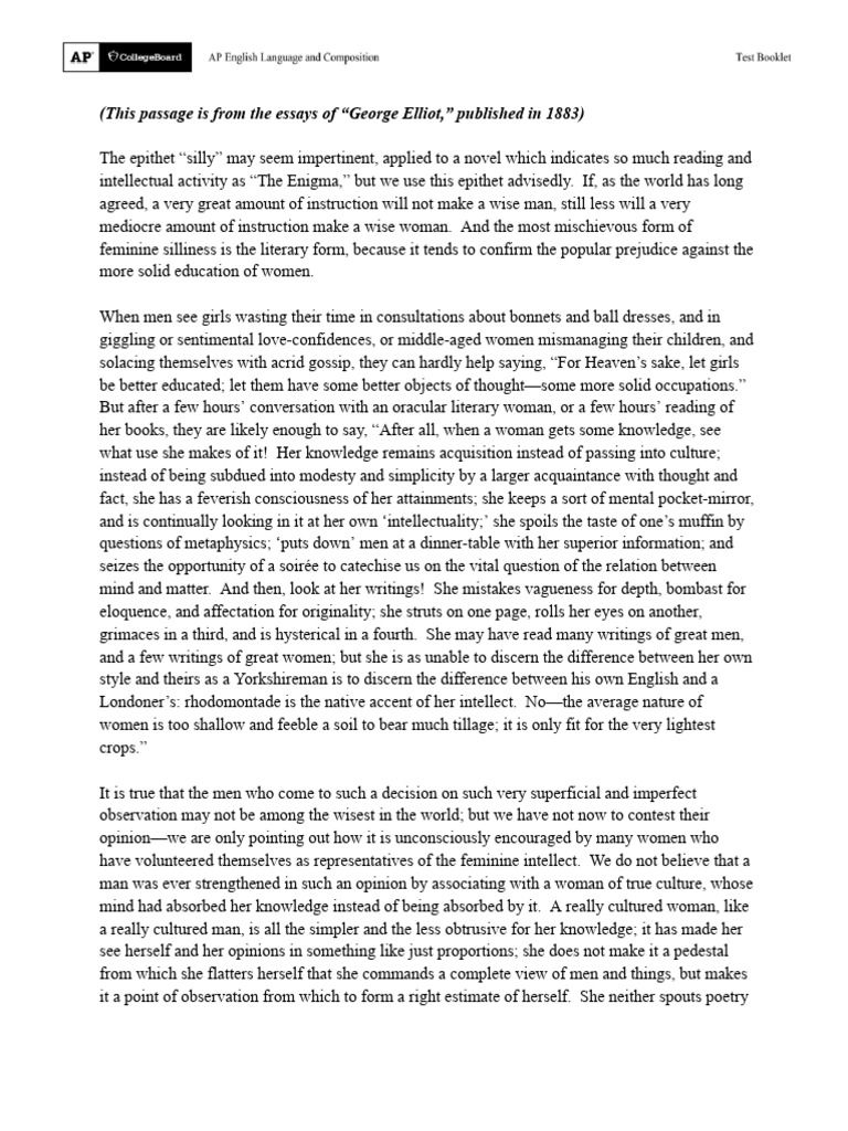 AP English Language & Composition 6.1 - MCQ (Reading Questions) | PDF ...