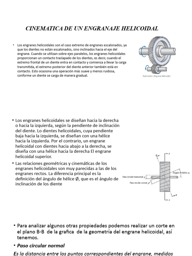 Cinemática de Engranajes Helicoidales | PDF | Engranaje | Ingeniería ...