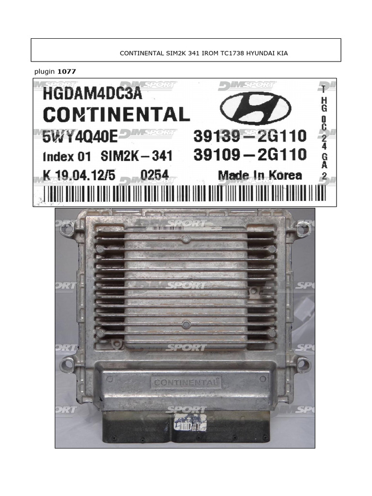 Continental Sim2k 341 Irom tc1738 Hyundai Kia | PDF | Technology ...