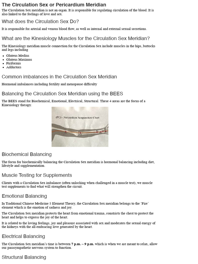 Kinesiology And The Meridians Circulation Sex Pdf