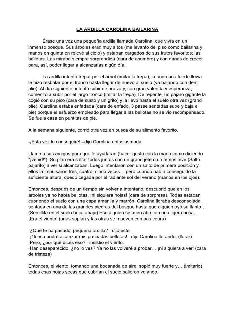 La aventura de Carolina la ardilla | PDF