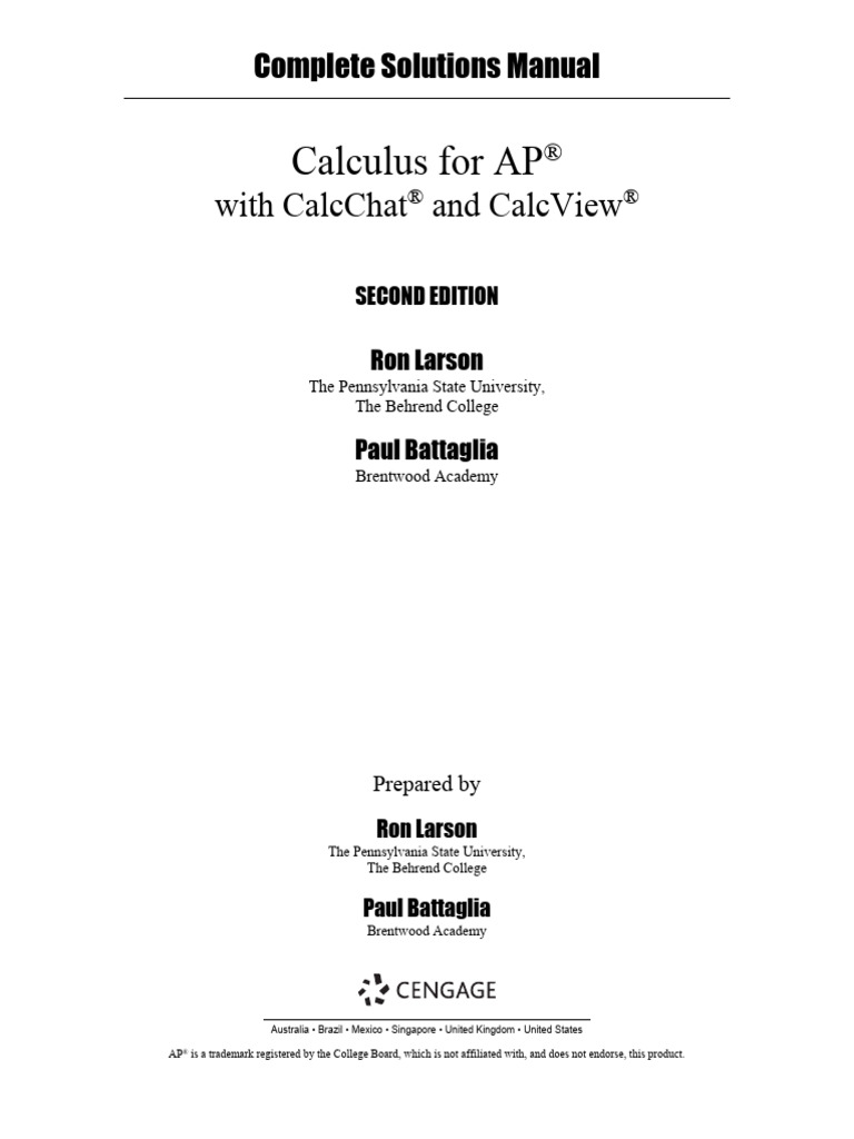 LarHSCalc2 - CSM Solution Manual-1 | PDF | Integral | Derivative