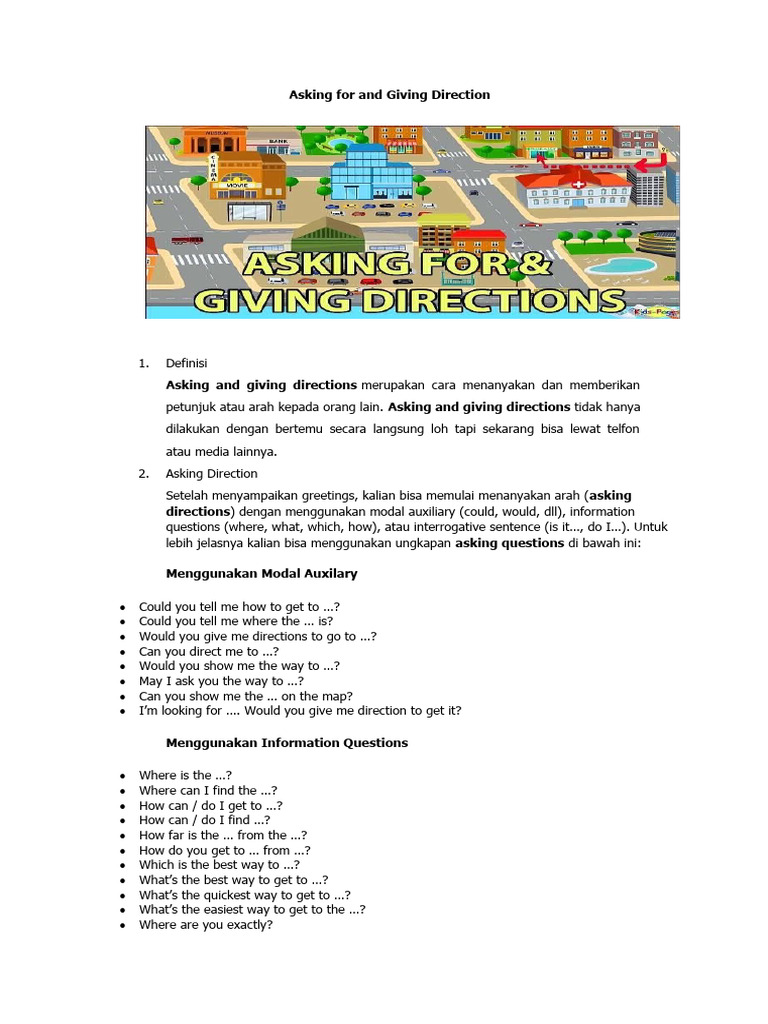 Materi Asking For and Giving Direction | PDF | Linguistic Typology ...